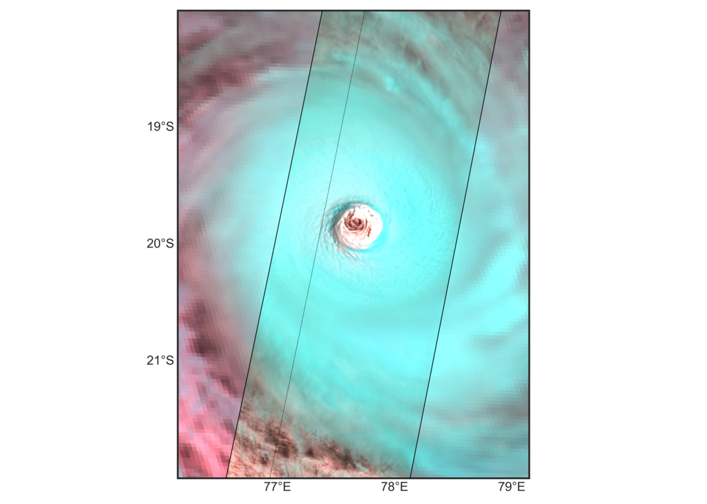 Tropical Cyclone Eye Massive Hurricane Eye From Space Over Earth Stock